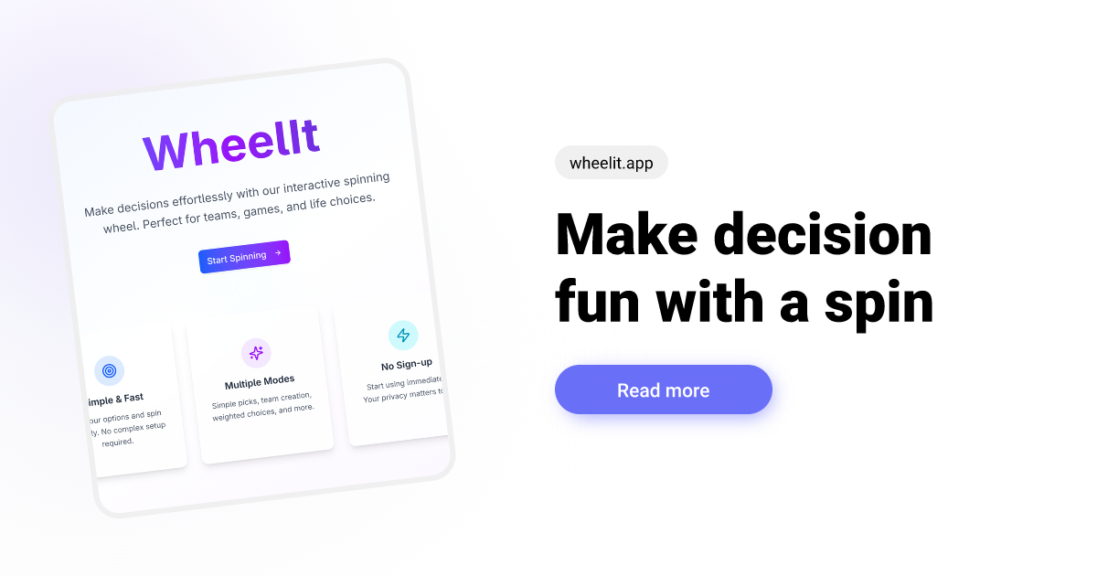WheelIt - Interactive Decision Wheel & Team Randomizer | Make Choices Fun